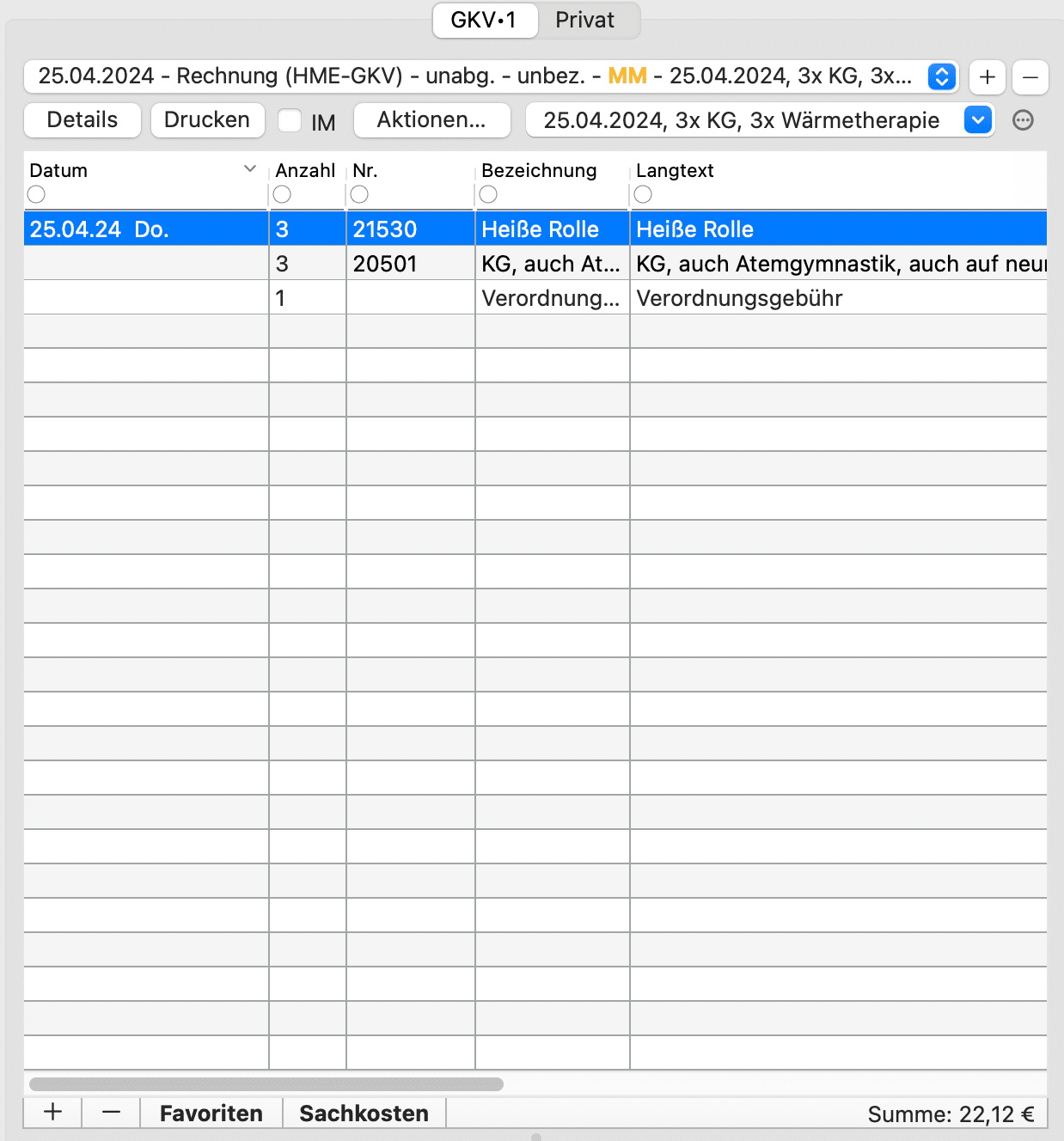 Rechnungen, Tarife und Therapiebericht | tomedo® Onlinehilfe