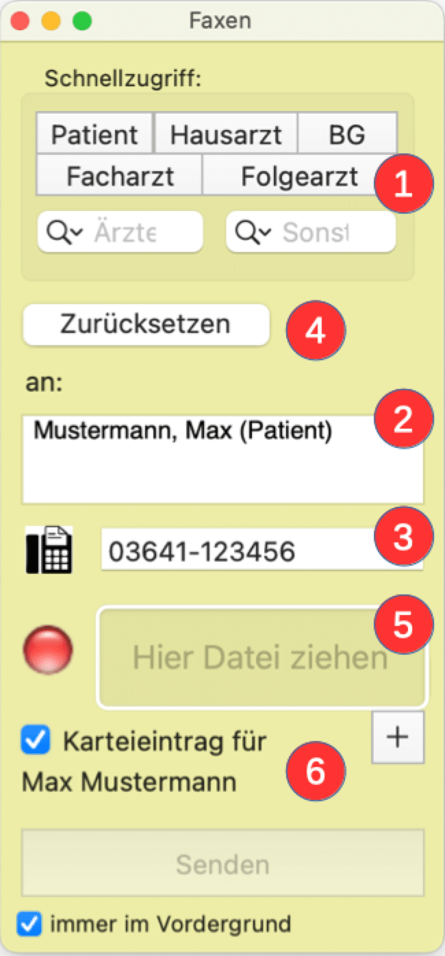 Faxen | tomedo® Onlinehilfe