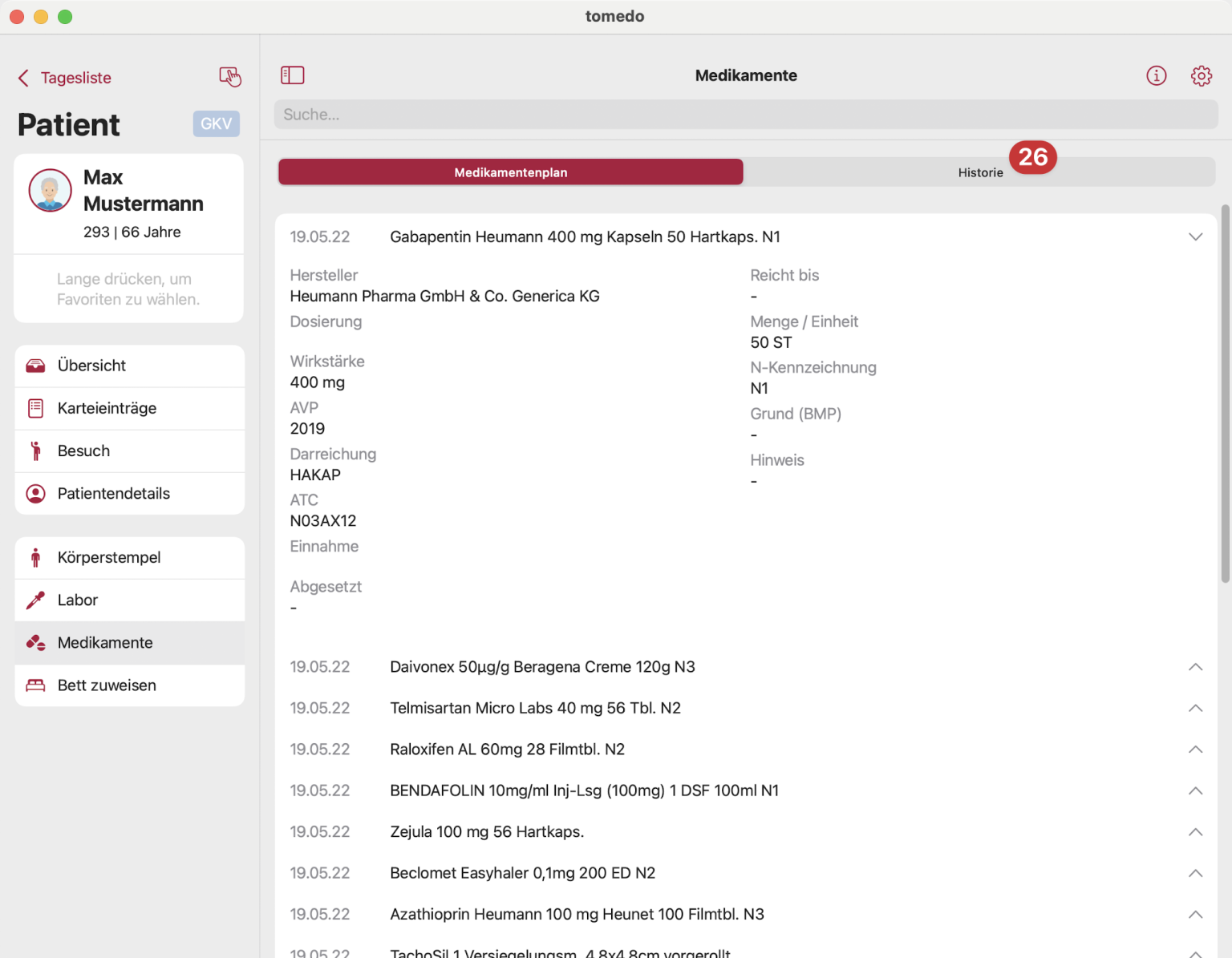 Medikamente | tomedo® Onlinehilfe
