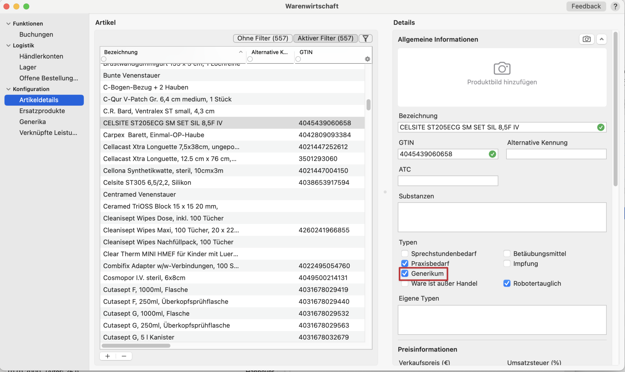 Generika | tomedo® Onlinehilfe