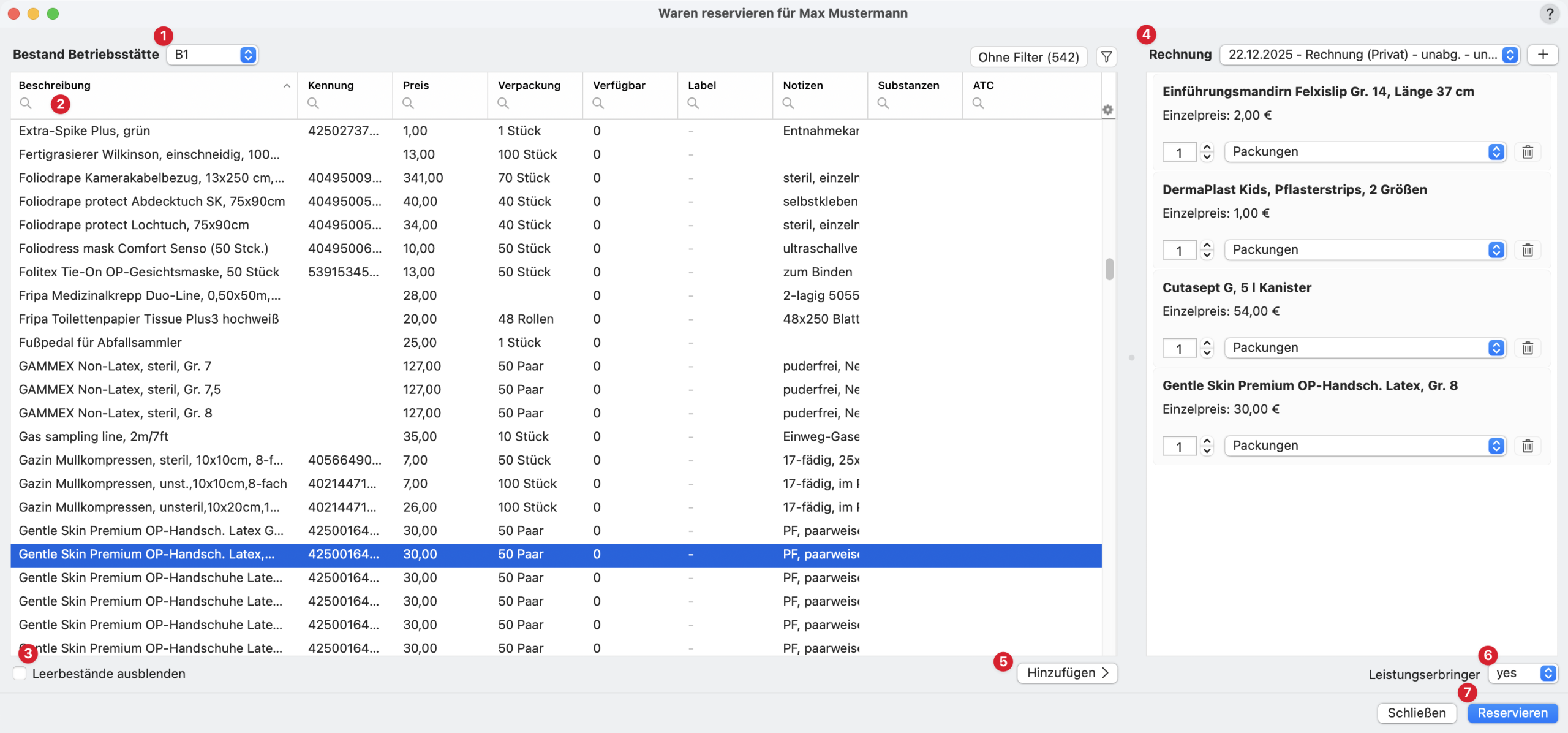 Waren reservieren | tomedo® Onlinehilfe